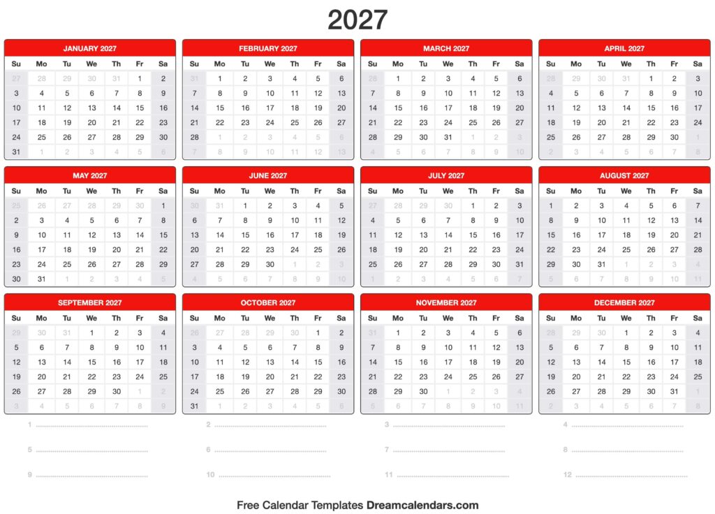 2027 Printable Calendar With Week Numbers - calendar.mammycares.com