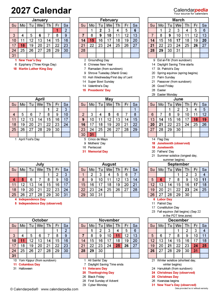 Printable April 2027 Calendar With Holidays - calendar.mammycares.com